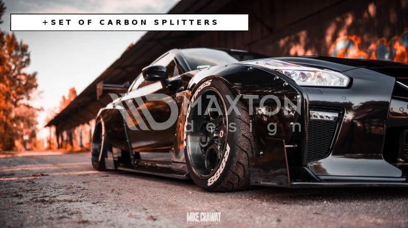 Nissan Skyline GT-R 35 Wide Body Kit + Set Of Carbon Splitters - Maxto ...